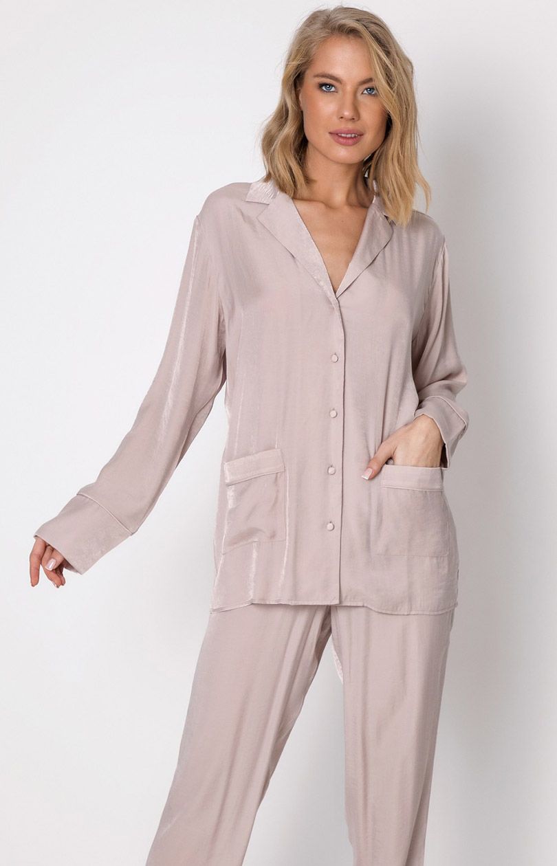 Aruelle piżama damska Cassidy Long | beżowy | Intymna.pl