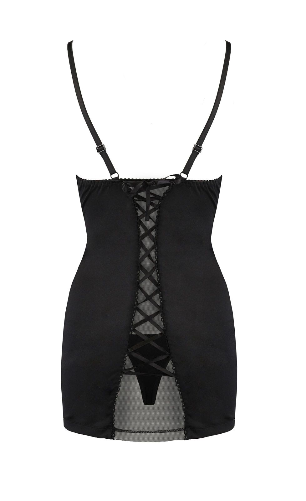 Czarna koszulka nocna damska Melek Chemise + PREZENT bodystocking ...