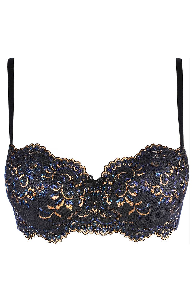 Koronkowy biustonosz push-up czarny V-10381 | czarny | Intymna.pl
