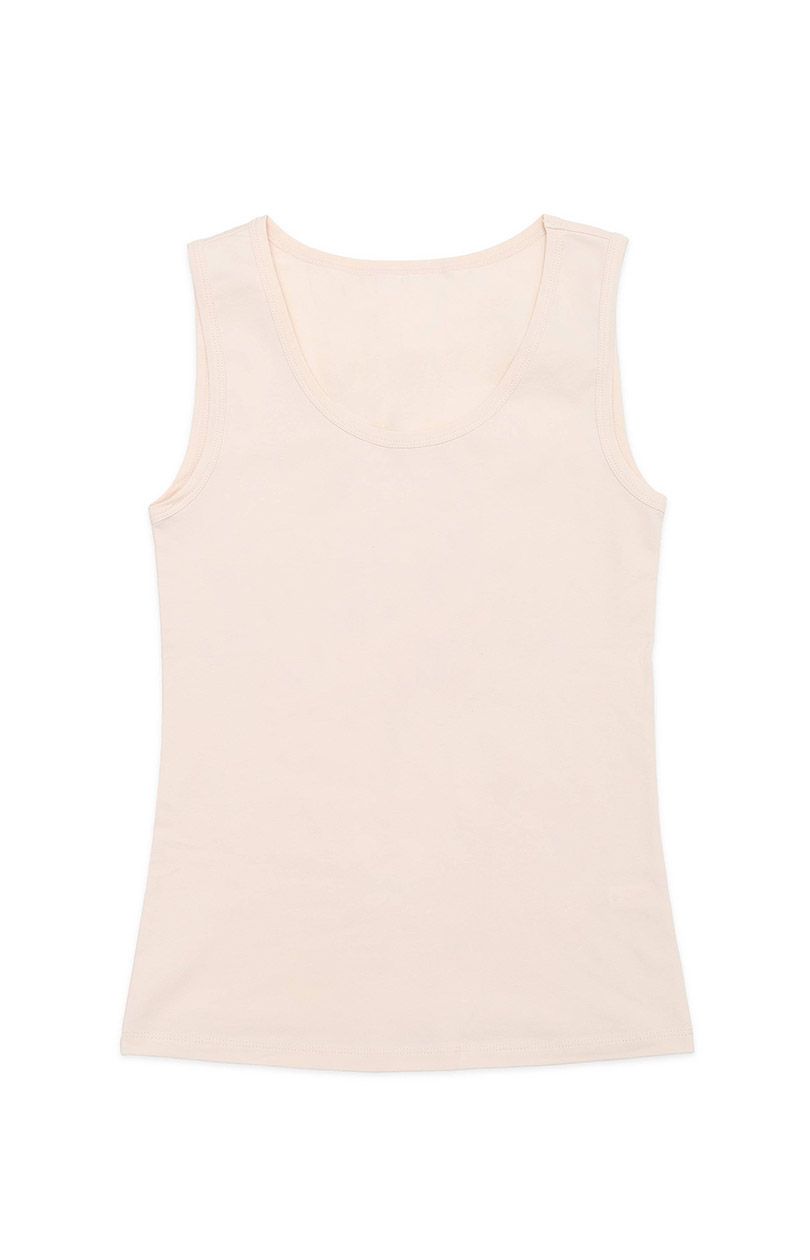 Bawełniany beżowy podkoszulek damski na szerokich ramiączkach LM 2020 | naturalny | Intymna.pl