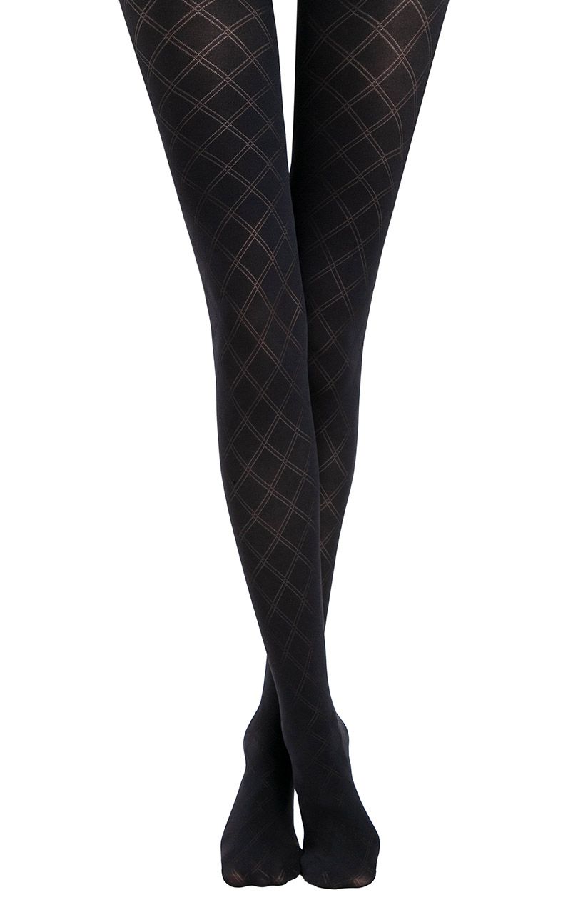 Rajstopy damskie we wzory grube czarne 50 DEN Travel | czarny-wzór ...