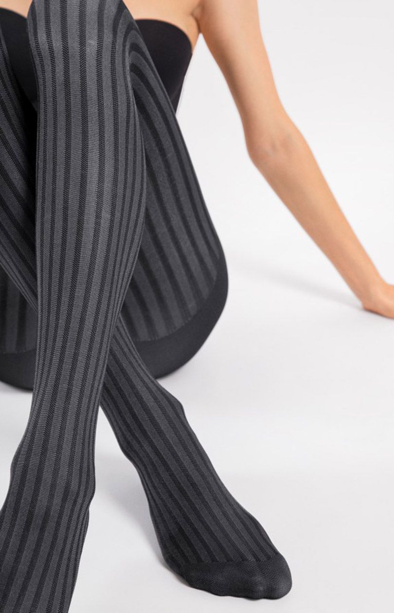 Rajstopy grafitowe z pionowymi paskami Colour Story 30 DEN | grafitowy ...