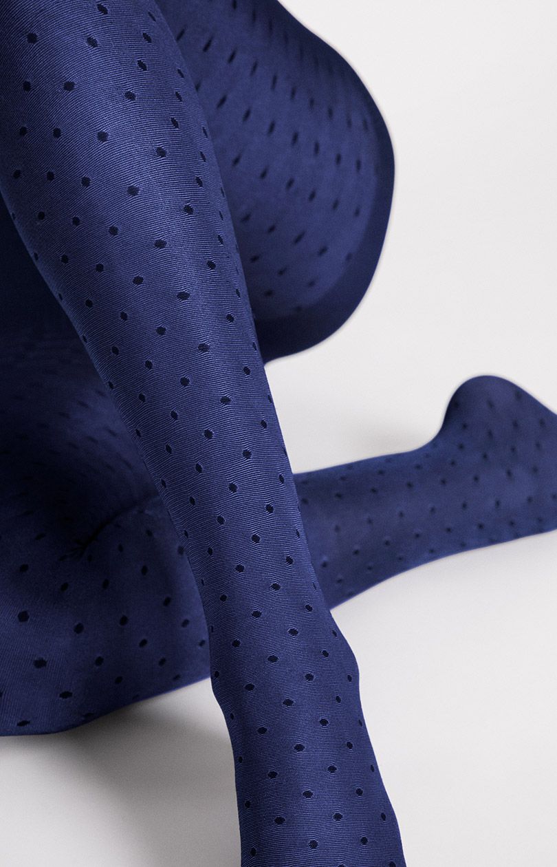 Grube rajstopy damskie w kropki Dry Pastel 40 den | niebieski | Intymna.pl