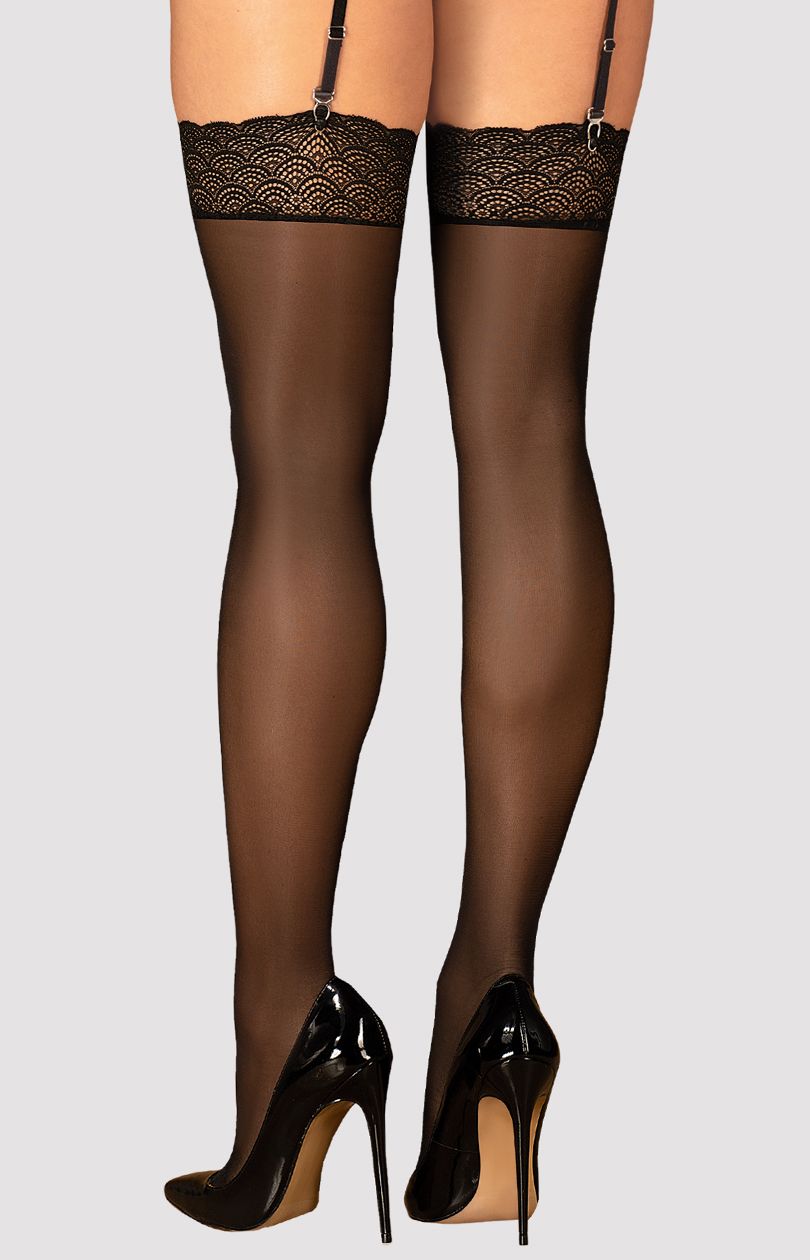 Obsessive pończochy do pasa Chemeris | czarny | Intymna.pl