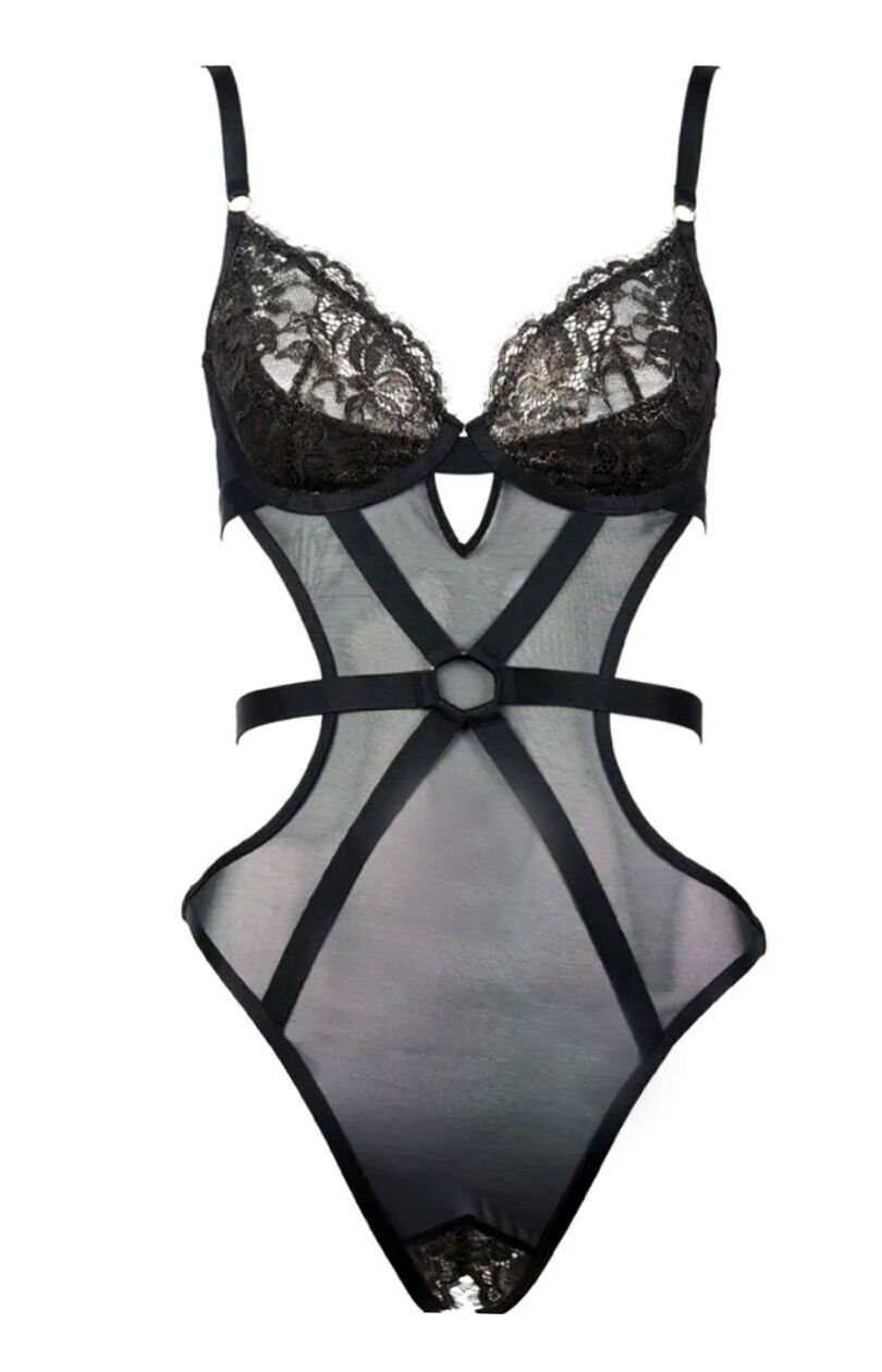 Zmysłowe otwarte body damskie z miseczkami BLACK DREAMS | czarny ...