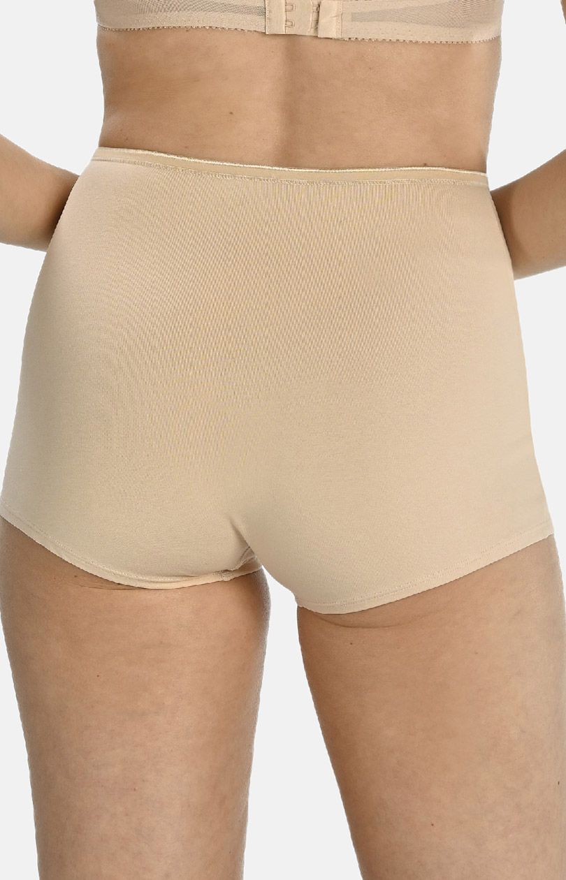 Bawełniane bokserki damskie z wysokim stanem beżowe 1162 | beżowy | Primodo.com
