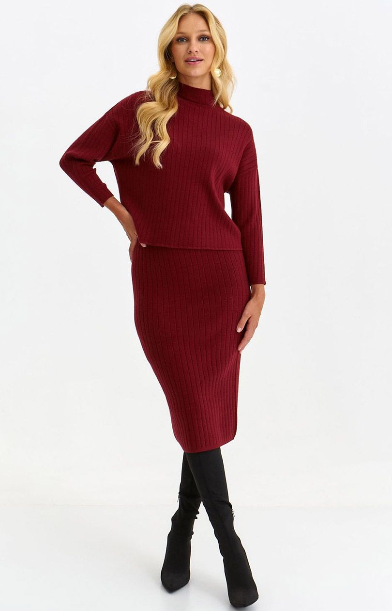 Top Secret prążkowany golf damski bordowy SGO0245 | Primodo.com